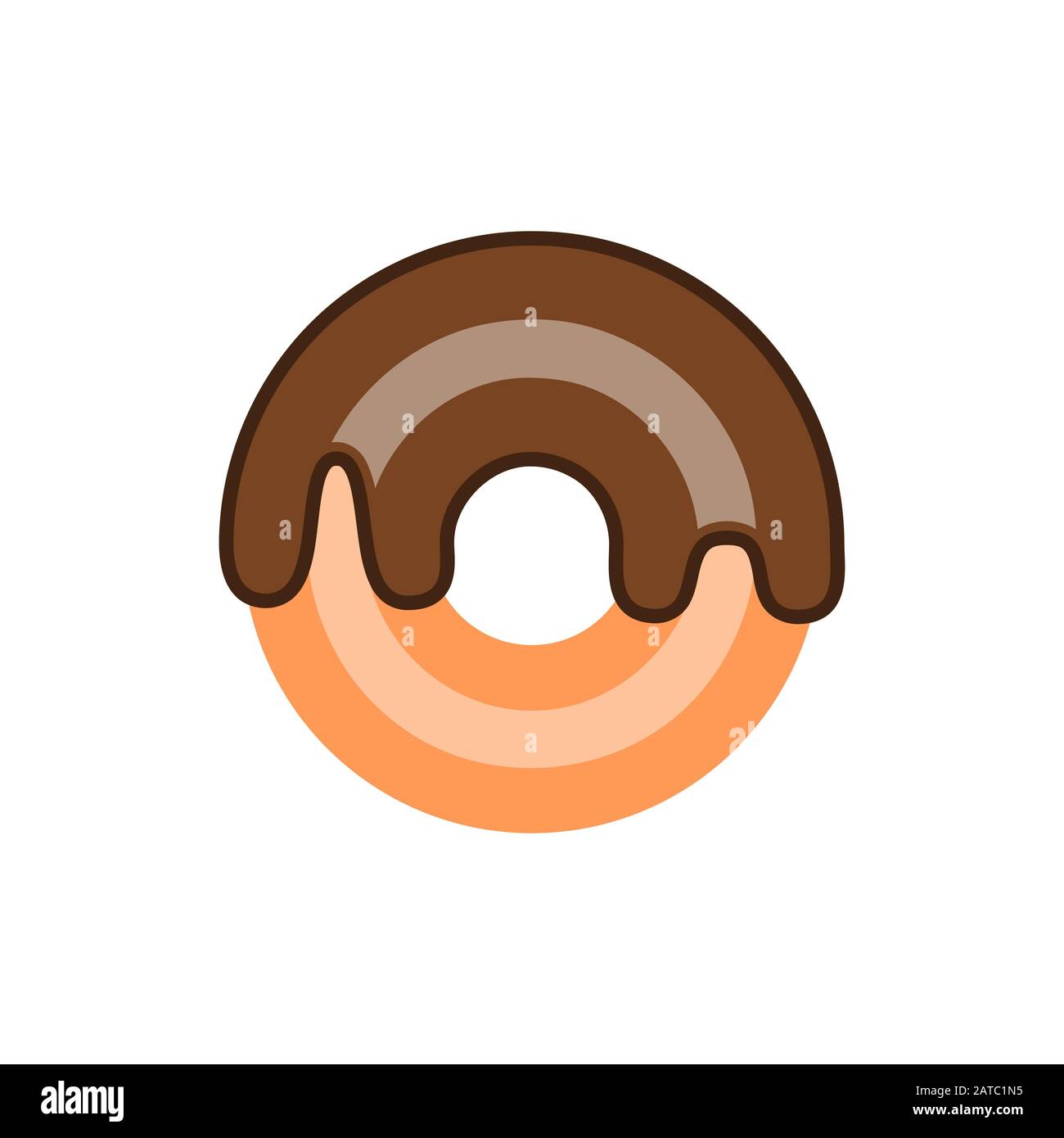 Chocolate donut icon top view. Doughnut isolated on white background ...
