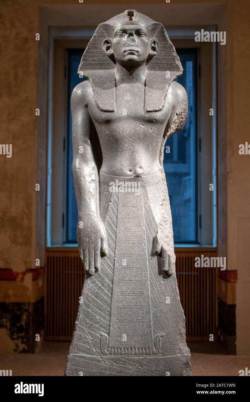 Berlin. Germany. Praying statue of Egyptian Pharaoh Amenemhat III ...