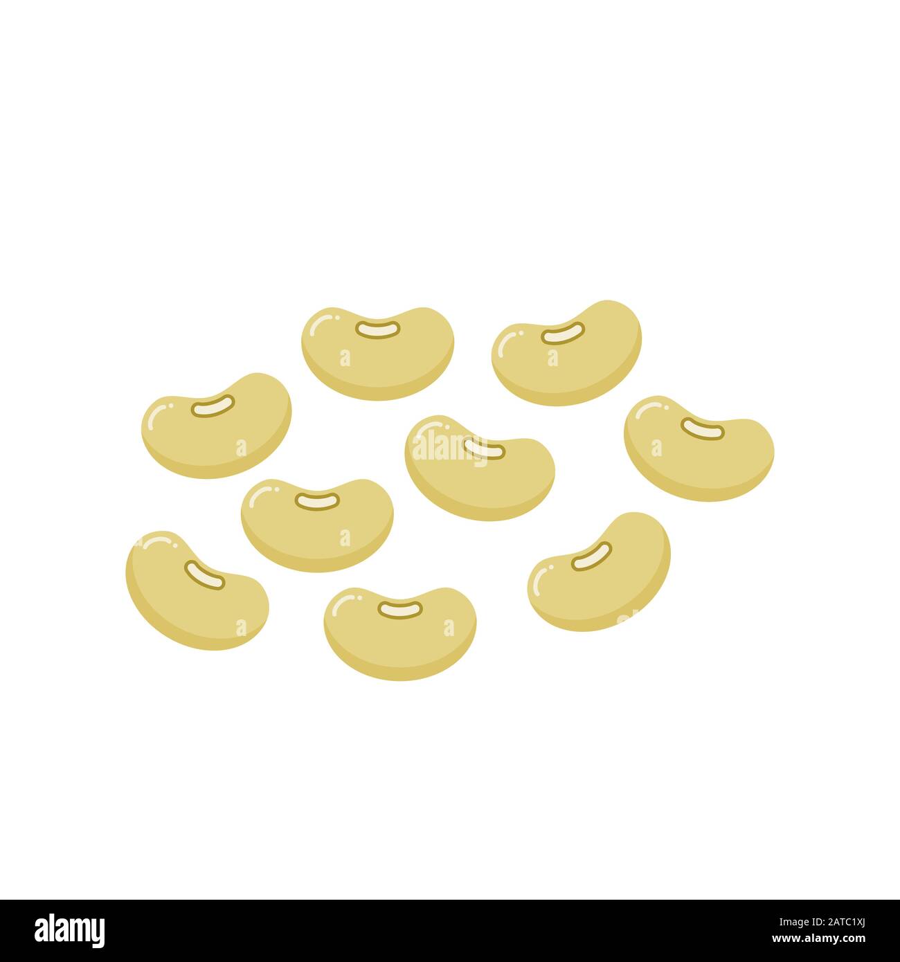 Kidney beans isolated on white background. Pile of white beige lima ...