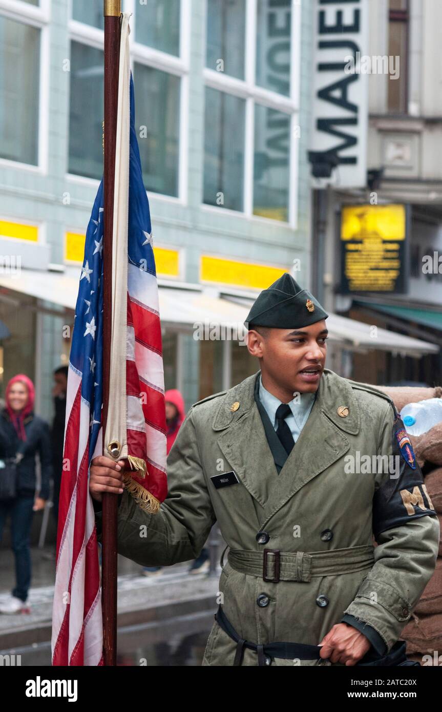 Checkpoint Charlie US Army checkpoint and guardhouse reconstruction at ...