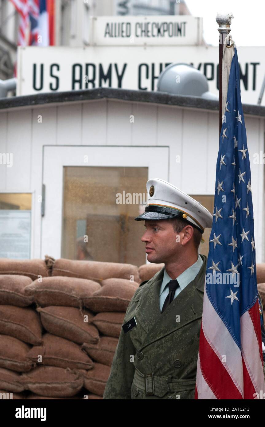 Checkpoint Charlie US Army checkpoint and guardhouse reconstruction at ...