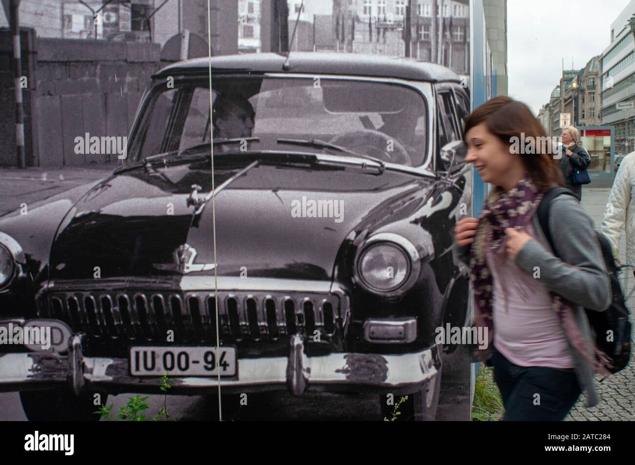 Old car picture in front of Museum Checkpoint Charlie in ...