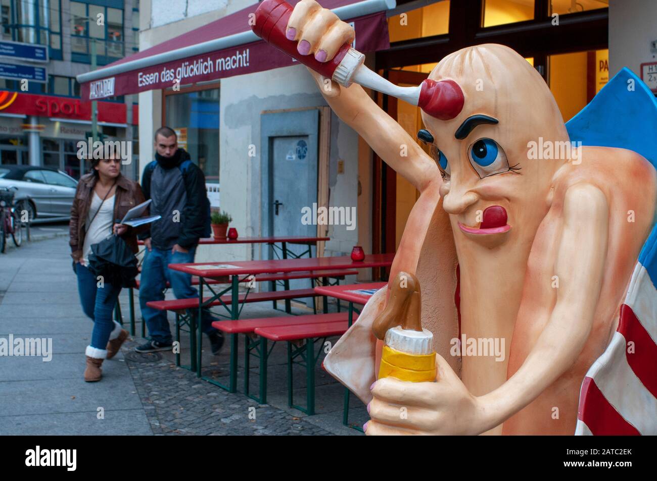 American Hot dog figure stand statue in Mitte Berlin Germany Stock ...
