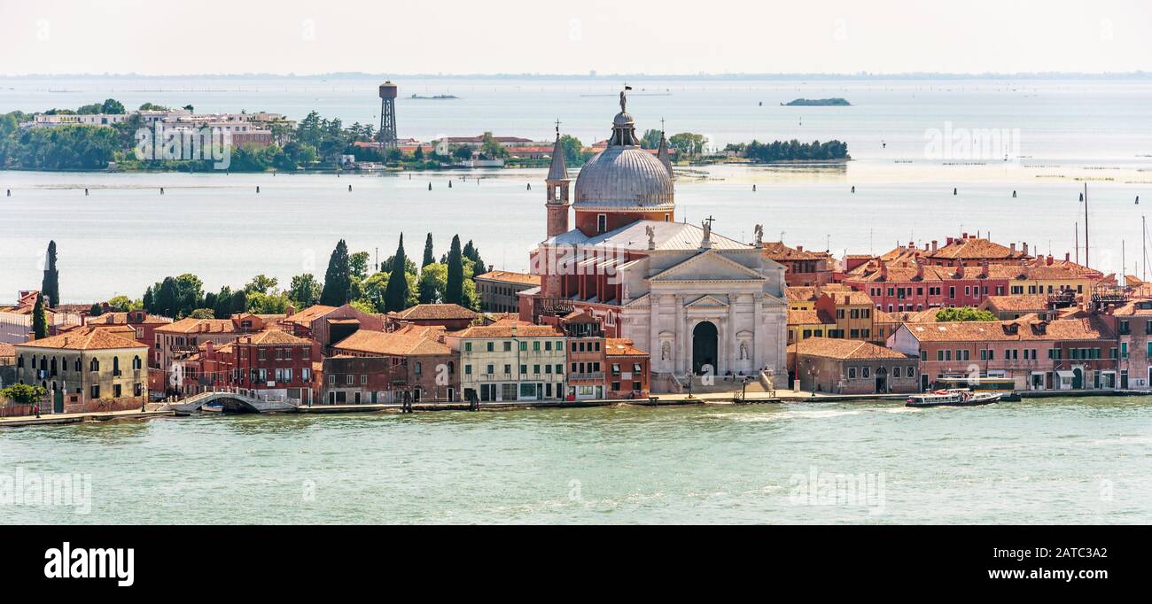 Venice city in the sea taken from above, Italy. Panorama of marine ...