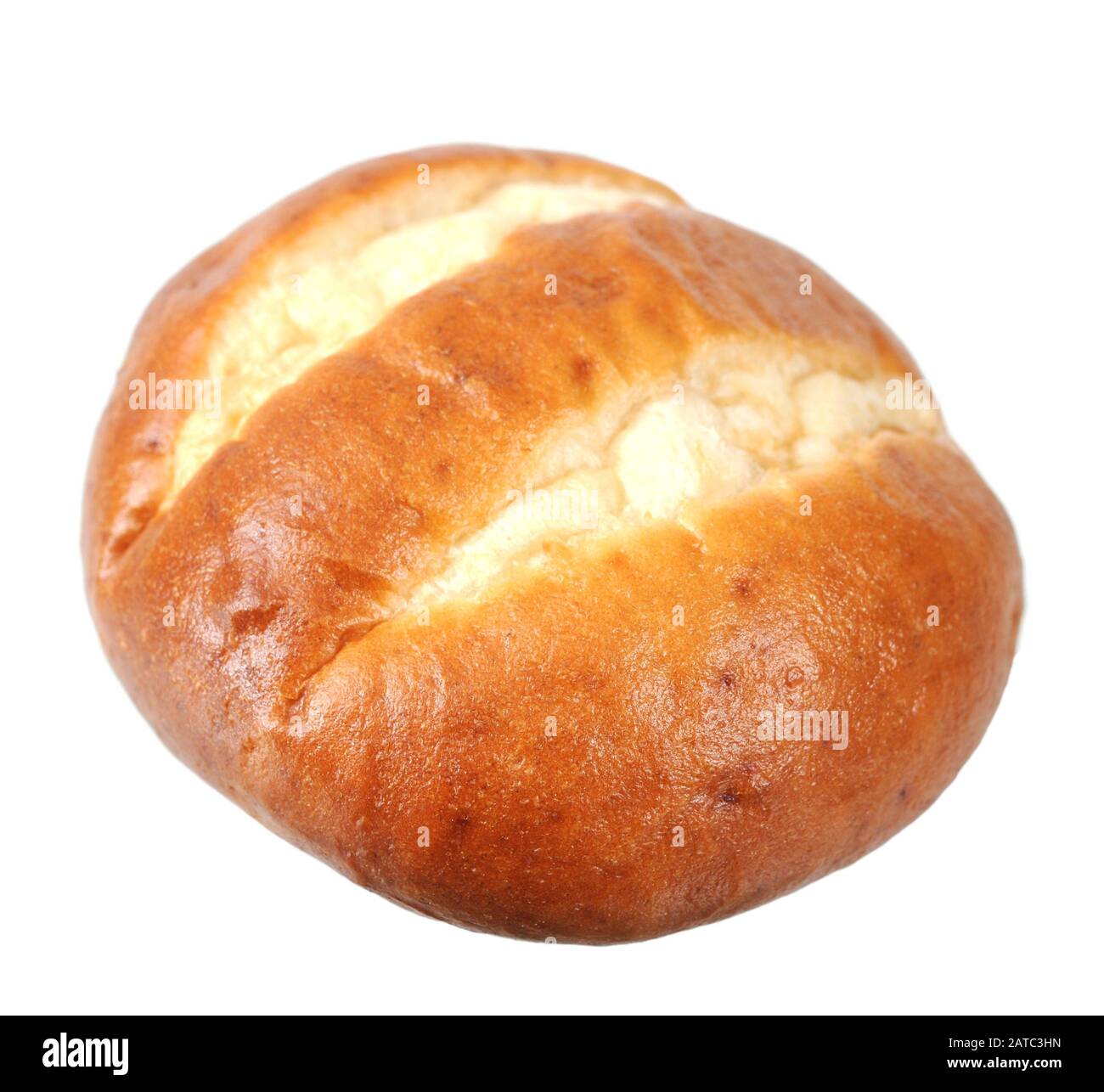 A round bread bun isolated on white background Stock Photo - Alamy