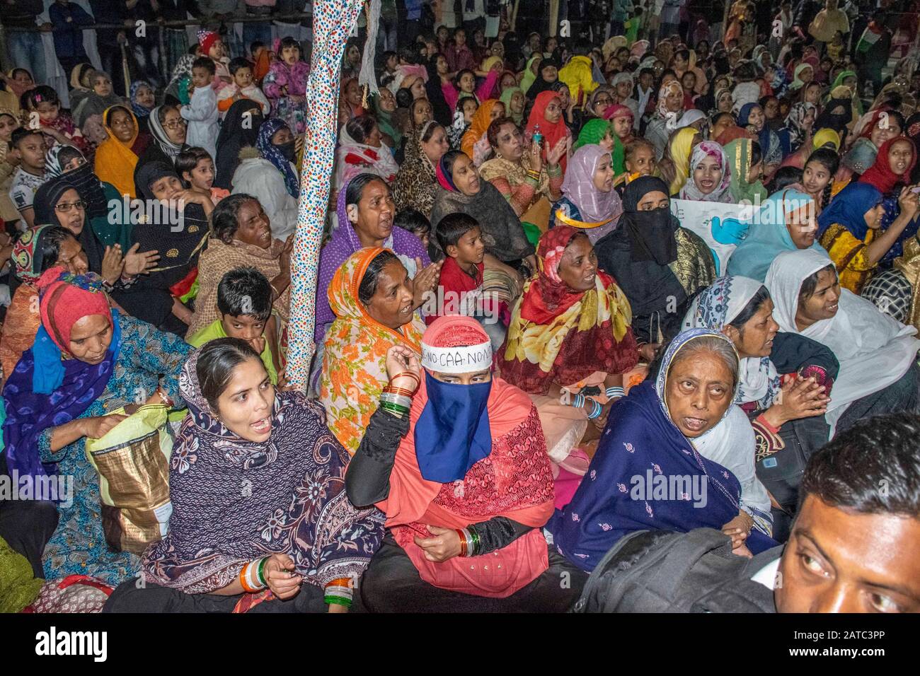 Women chant slogans during the protest.A sit-in protest against the ...