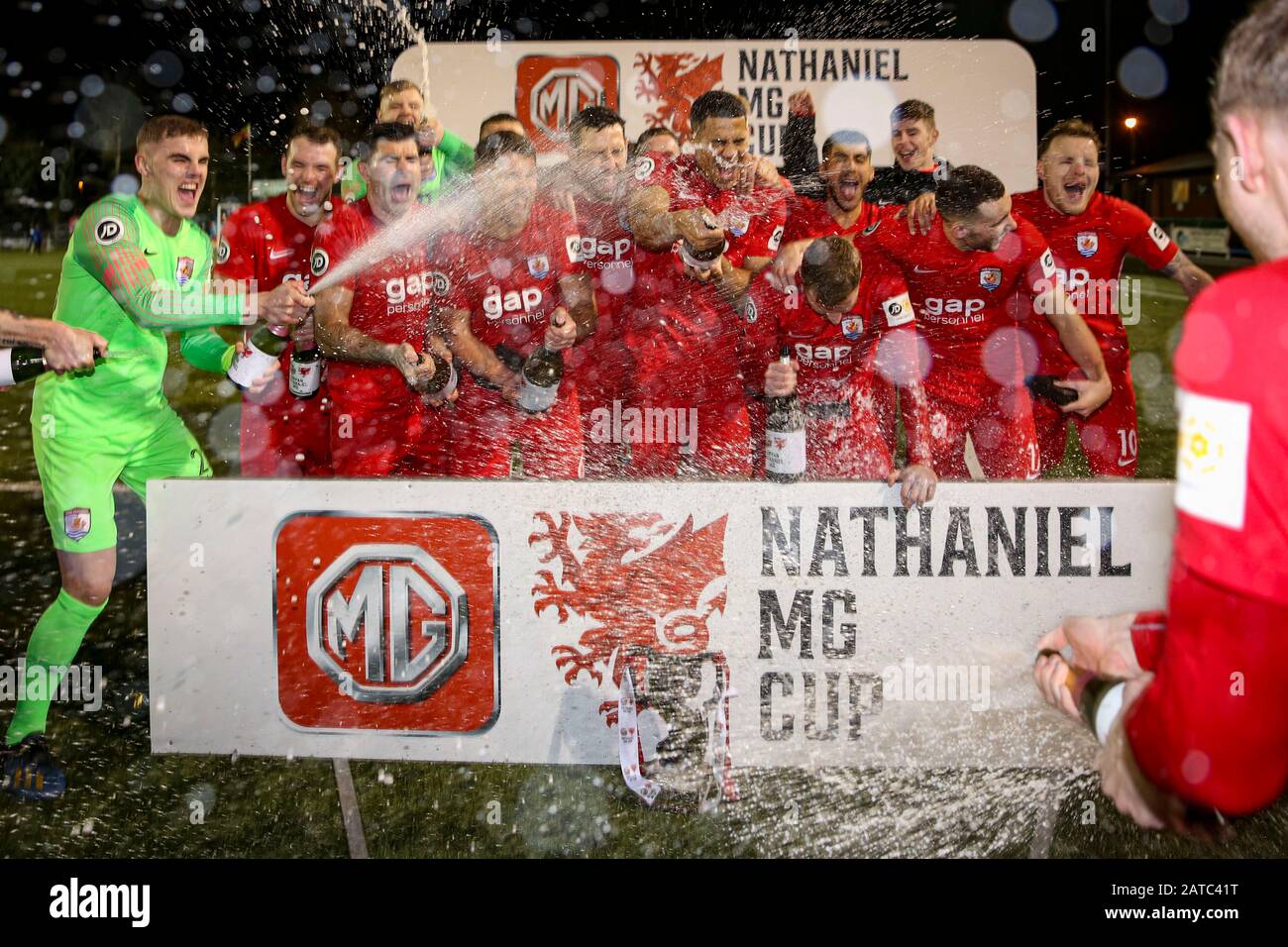 NEWTOWN, UK. 01st Feb, 2020. The 2020 Nathaniel MG Cup winners, Connah ...