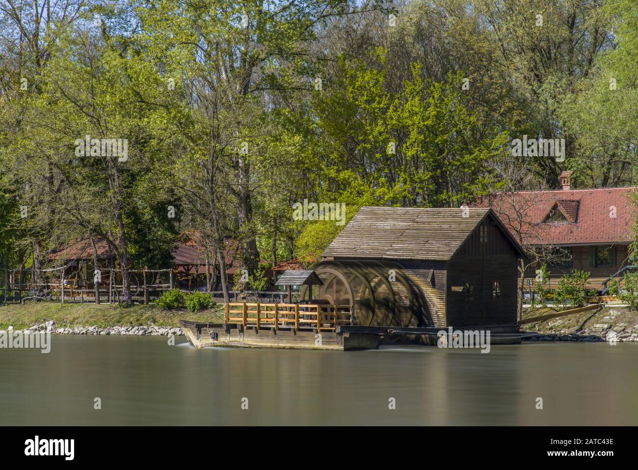 Unique Traditional Boat Mill On A River. Old Watermill On Mura River ...
