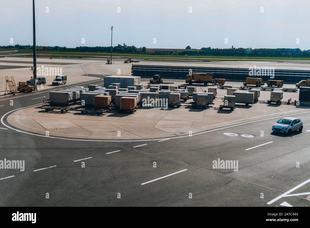 Containers for storing air cargo at an international airport Stock ...