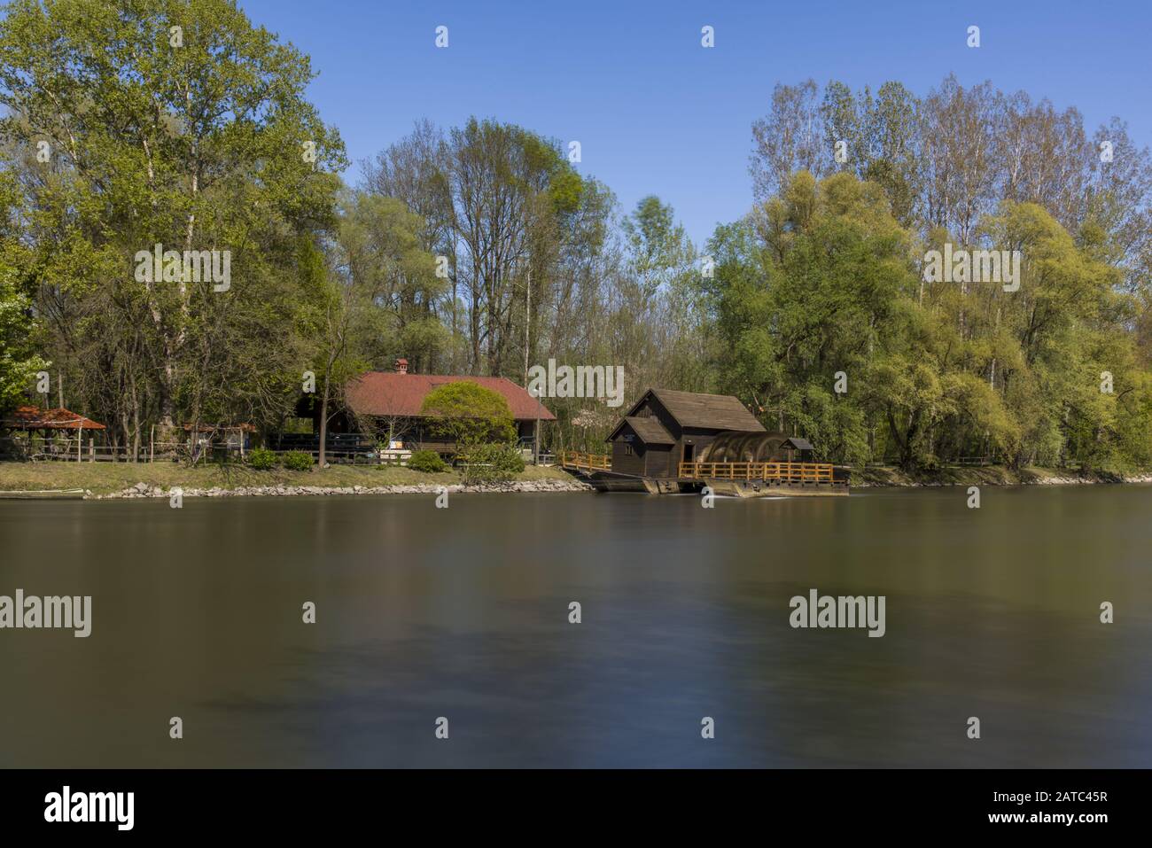 Unique Traditional Boat Mill On A River. Old Watermill On Mura River ...
