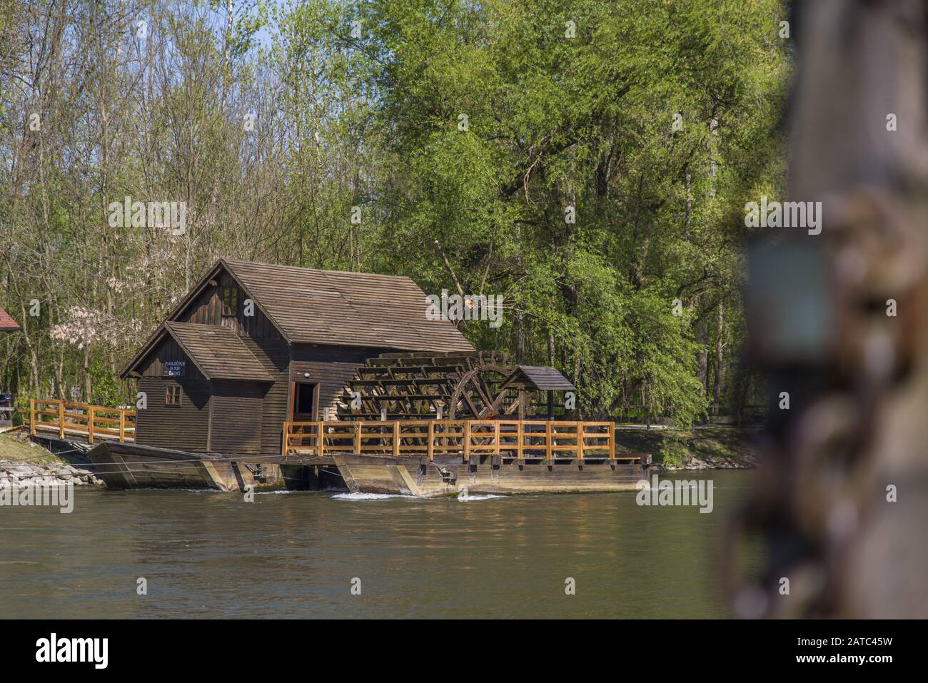 Unique Traditional Boat Mill On A River. Old Watermill On Mura River ...