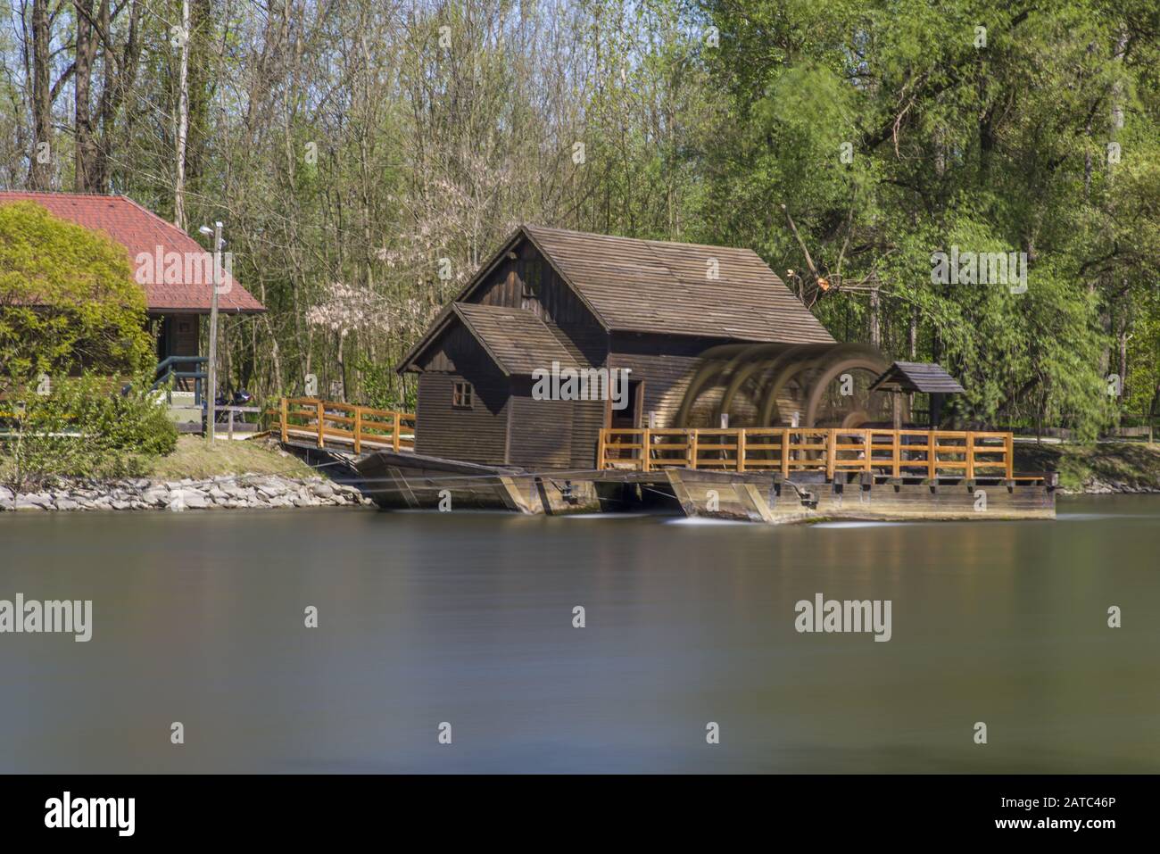Unique Traditional Boat Mill On A River. Old Watermill On Mura River ...