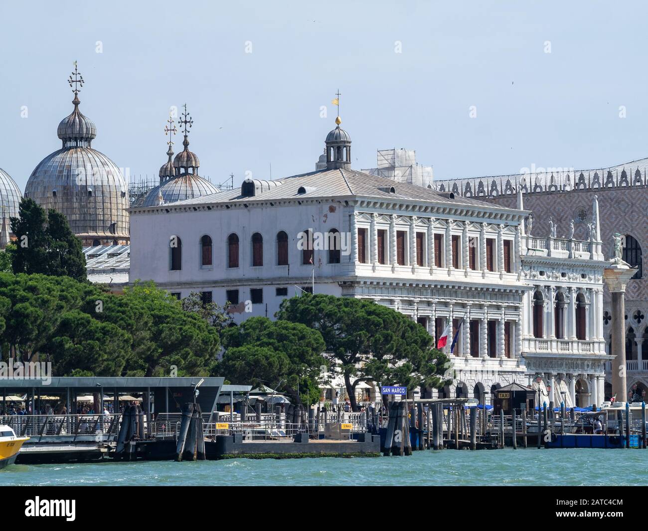 San Marco vaporetto pier with the cathedral domes in background Stock ...