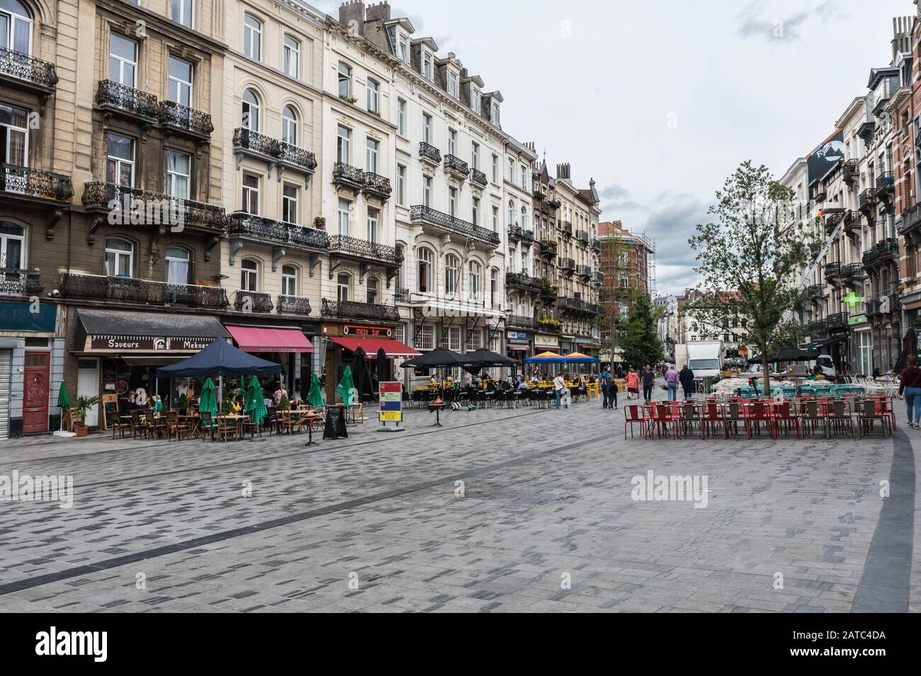 Saint Gilles, Brussels / Belgium - 07 08 2019: People walking at the ...