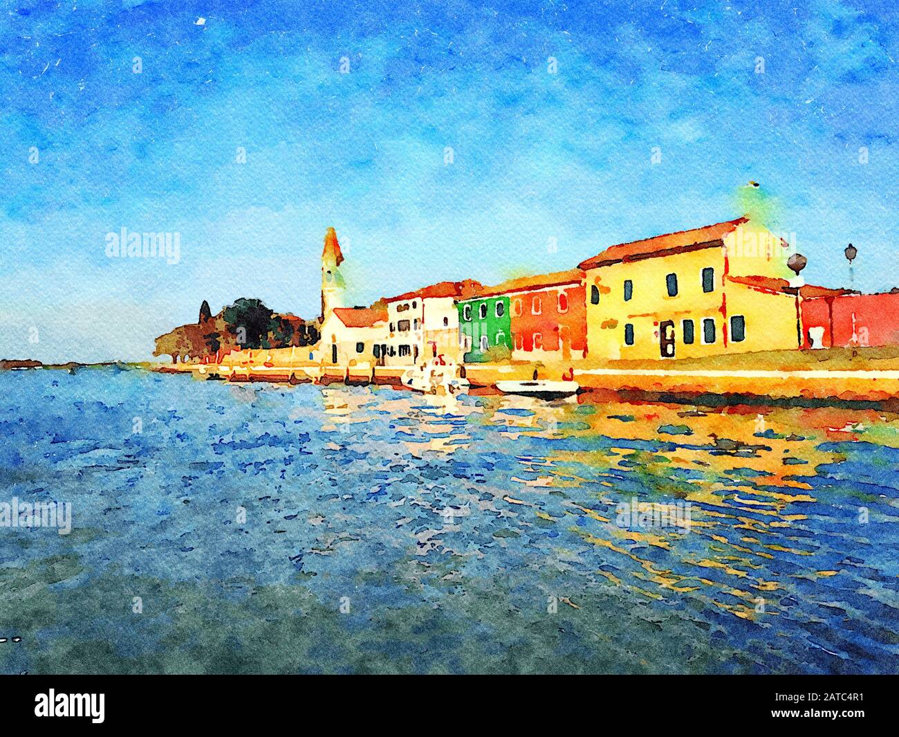 a glimpse of the historic buildings overlooking the Venice lagoon Stock ...