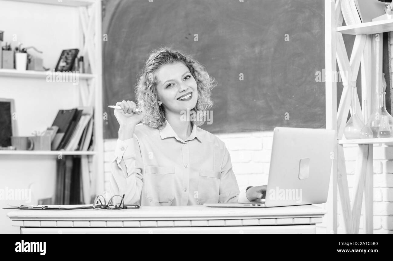 modern technology class room. modern technology. girl Study Online in ...