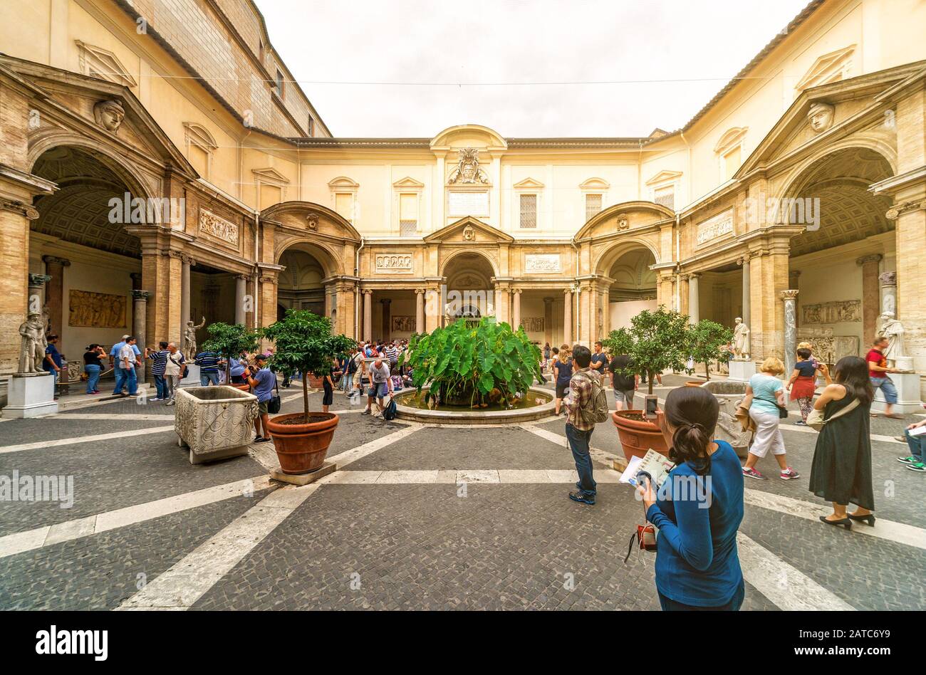 VATICAN - SEPTEMBER 30, 2012: Tourists visit the Vatican Museum. This ...