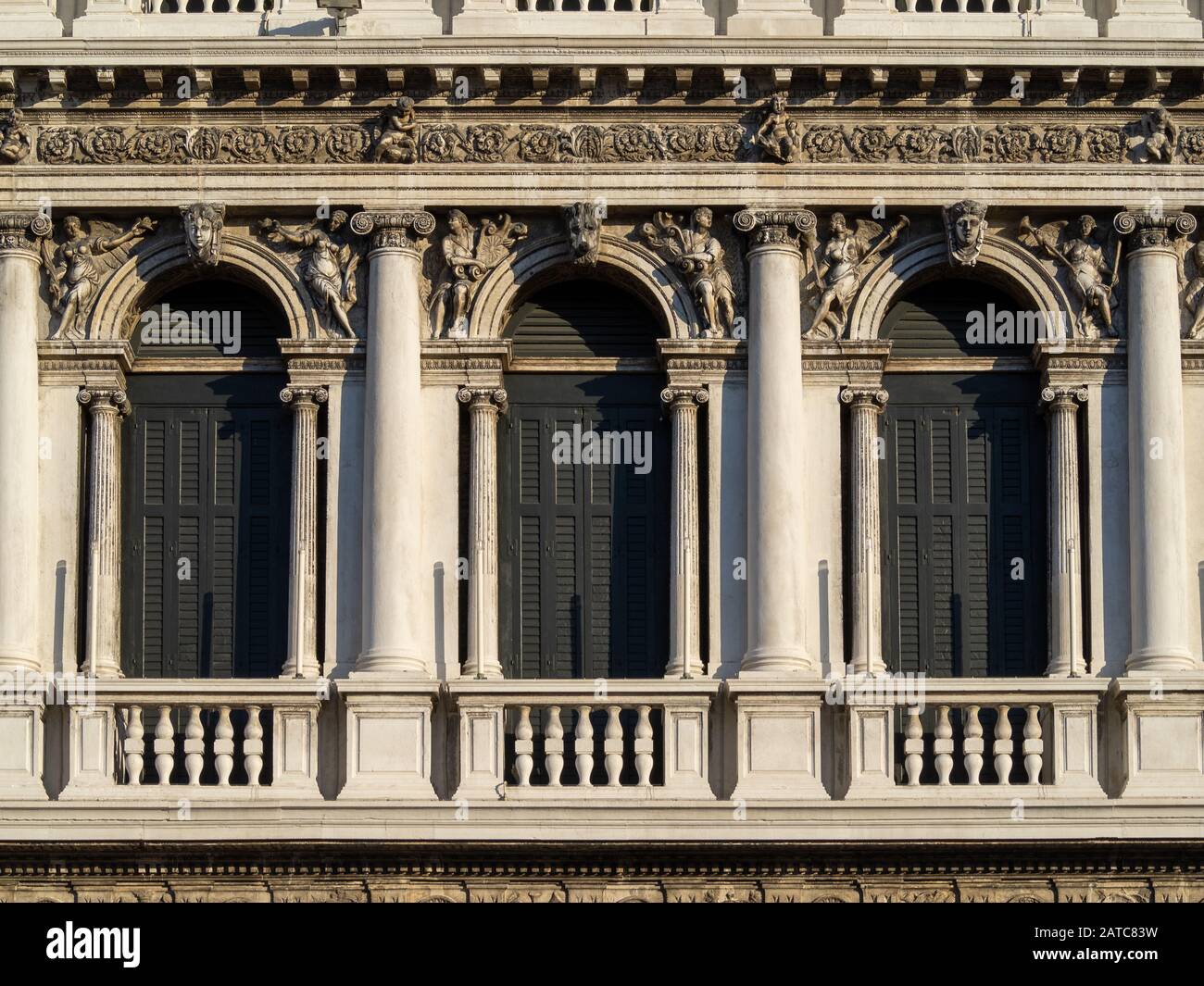 Balconies of the San Marcos square buildings, Venice Stock Photo - Alamy