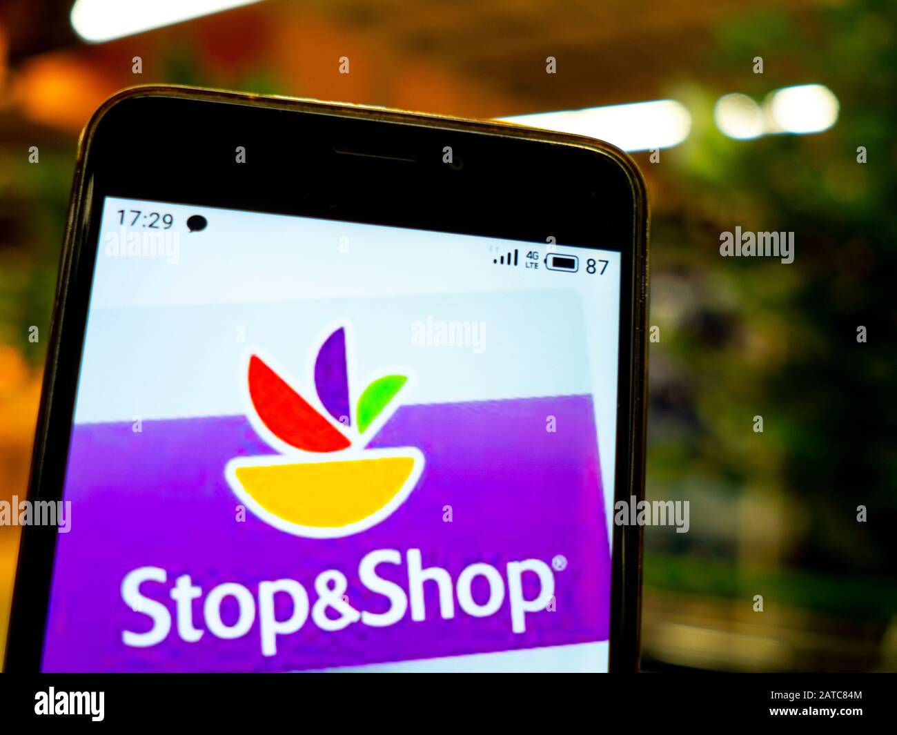 In this photo illustration the Stop & Shop logo is seen displayed on a ...