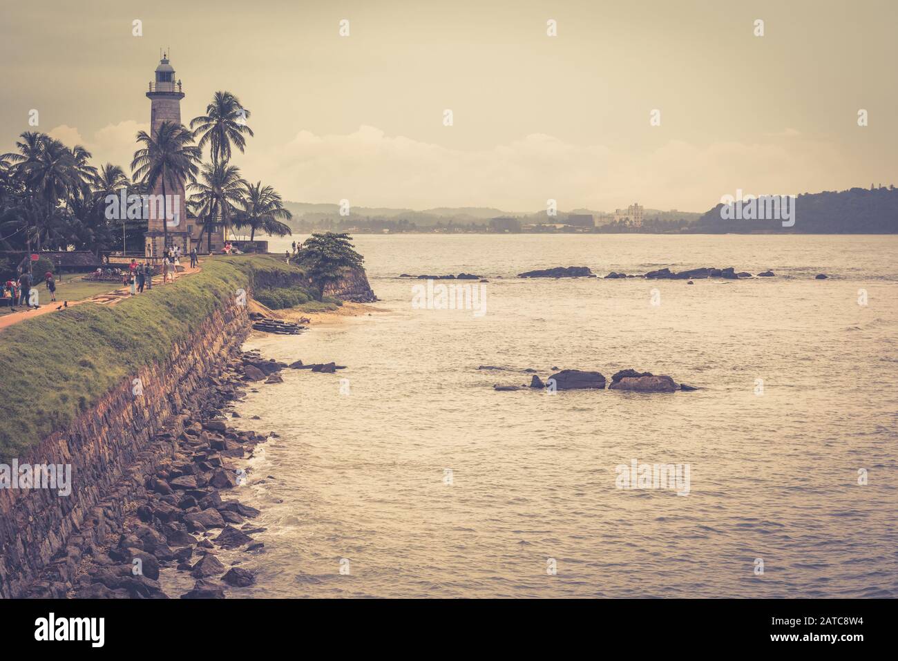 Ruins of Galle Fort on the southwest coast of Sri Lanka. View of old ...