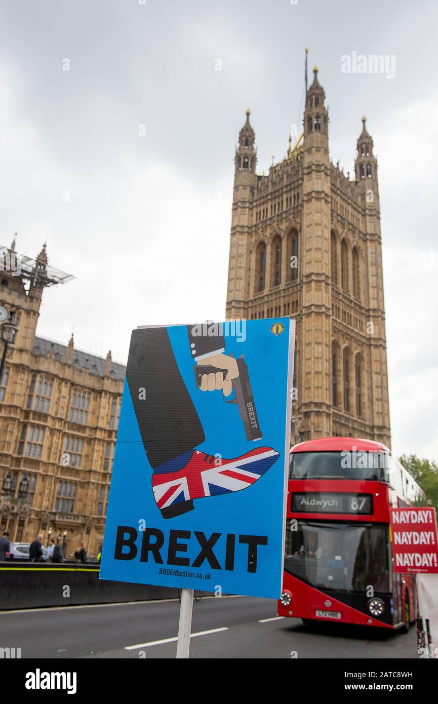 Westminster, London, UK. 1st May, 2019. Brexit SODEM Remain signs ...