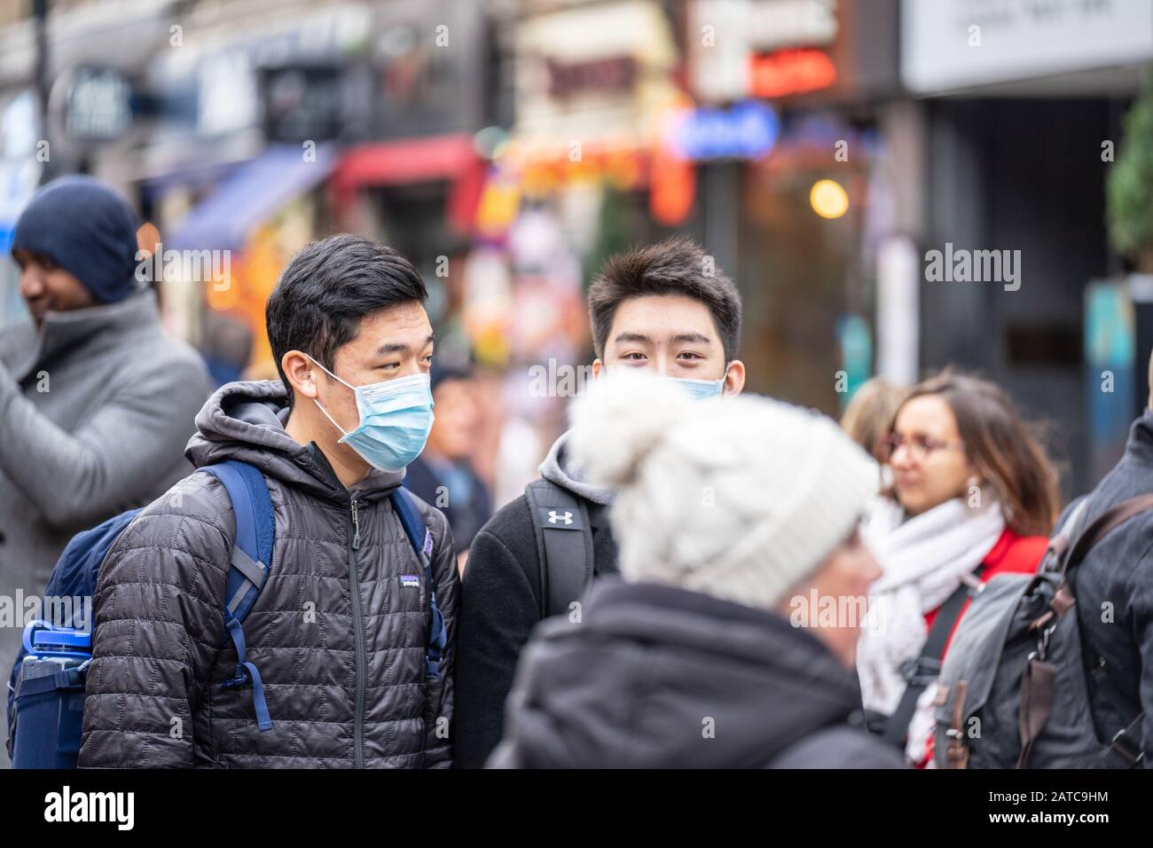 London, January 26, 2020. People wearing a face masks to protecting ...