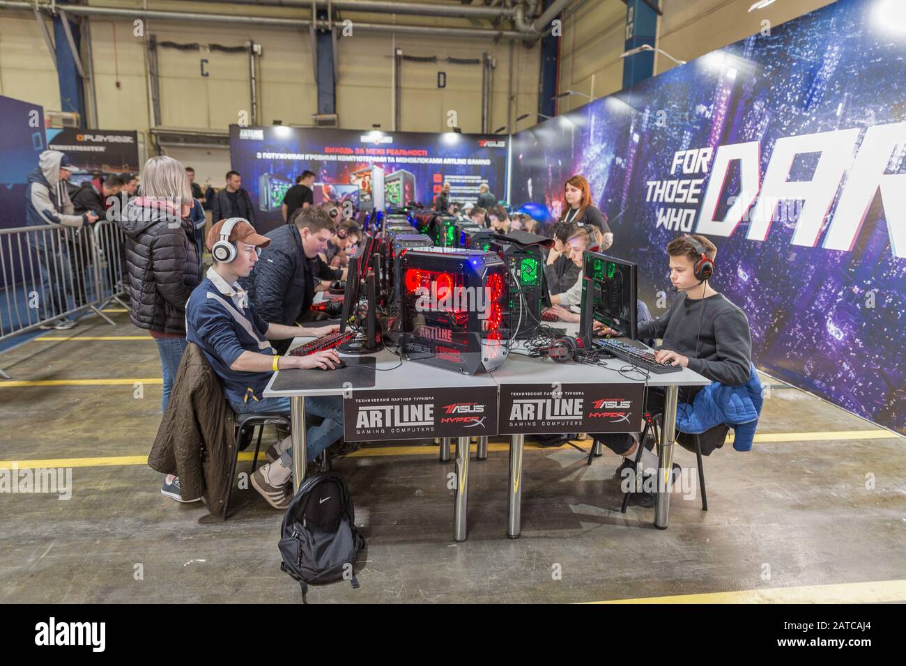 KYIV, UKRAINE - APRIL 06, 2019: People playing computer games at ...