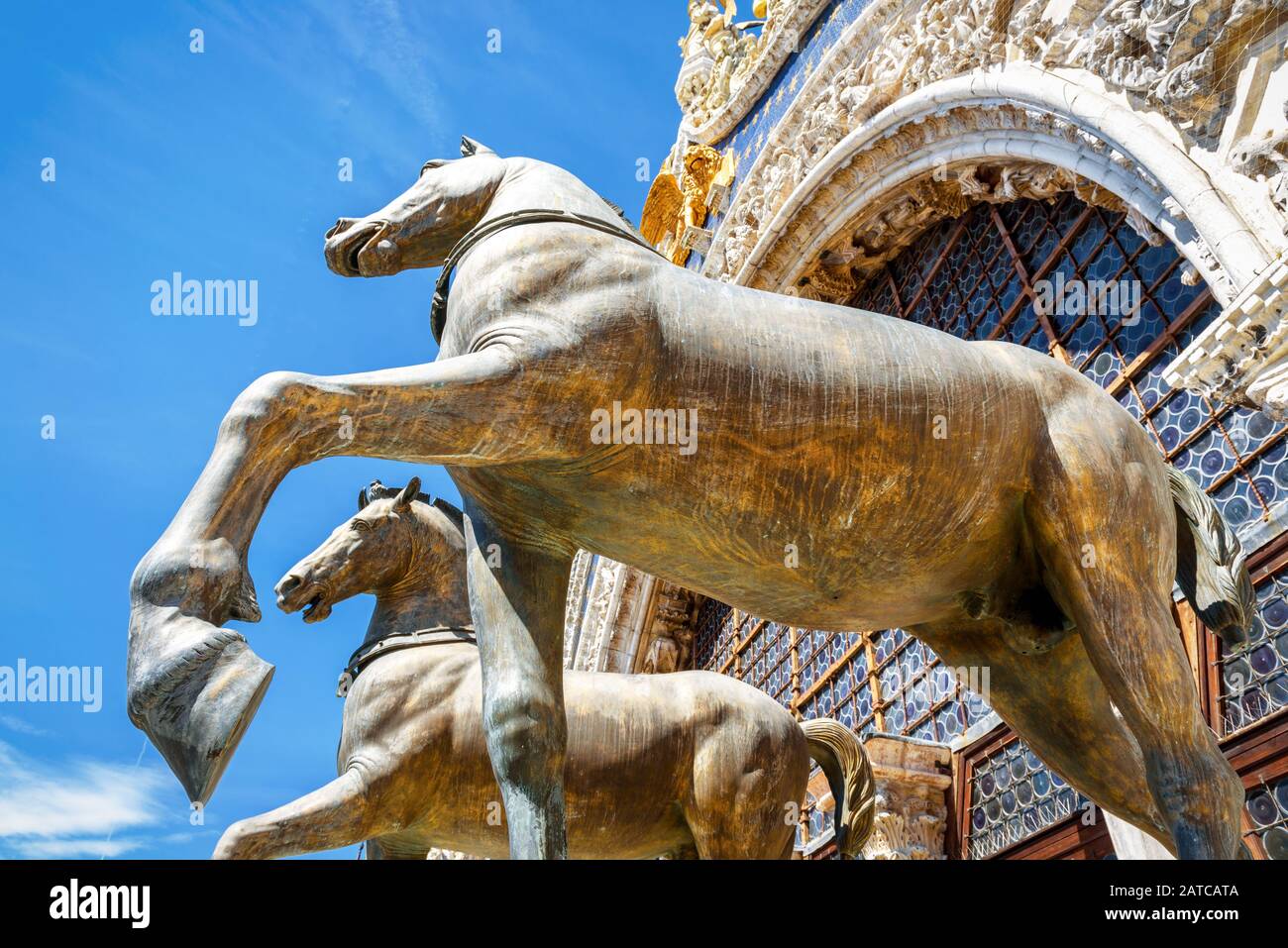 Ancient bronze horses of St Mark's Basilica over the Saint Mark's ...
