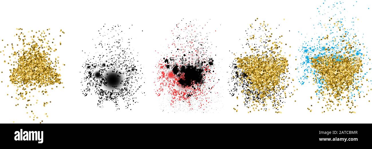 Abstract vector stippling texture splashes. Trendy objects for design ...