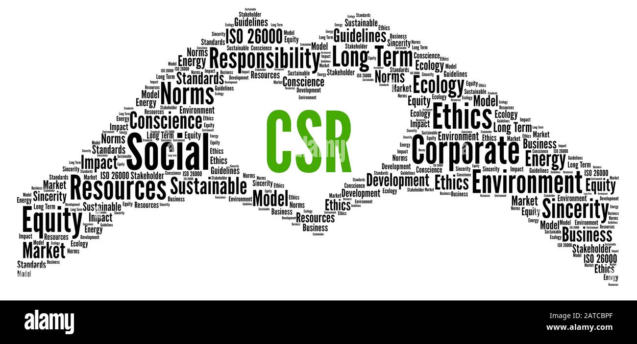 CSR, corporate social responsibility word cloud illustration Stock ...