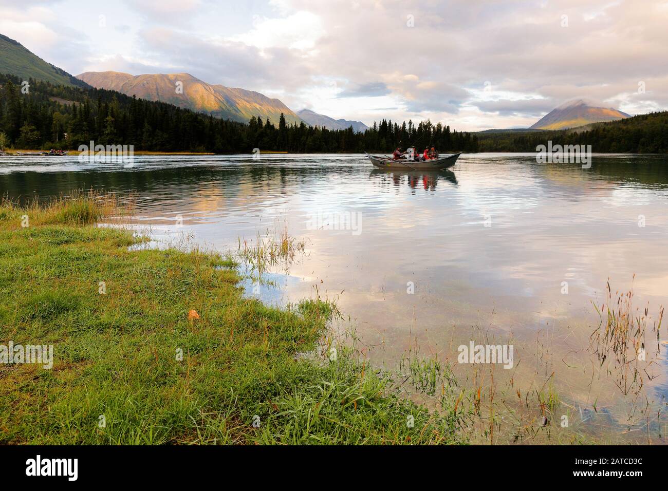 Beautiful sunrise at Kenai River, Alaska, USA. The Kenai River is the ...