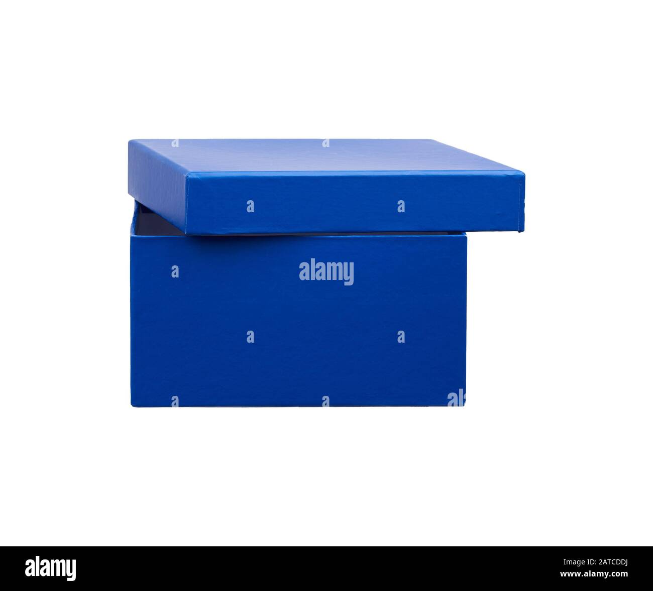 open blue cardboard square box, gift for the holiday is isolated on a ...