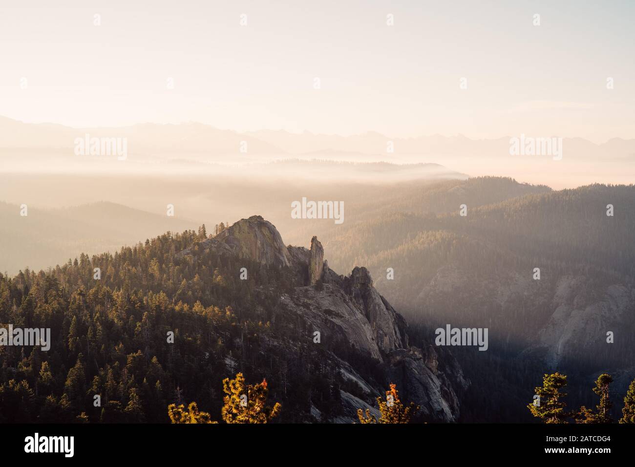 Sun Streaming Through Smoke after a controlled forest fire, Sequoia ...