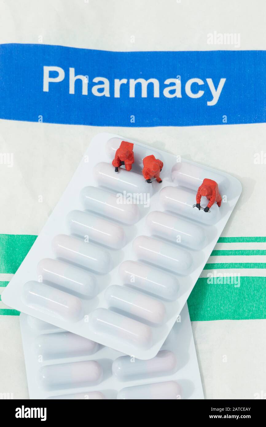 Miniature scale model chemical team with prescription antibiotics ...