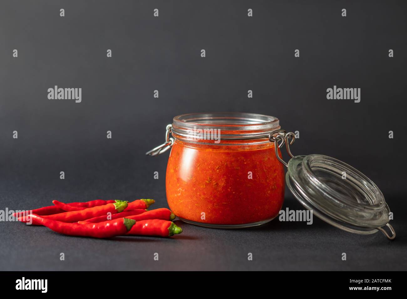 Hot chili pepper sauce paste harissa. Adjika. Traditional Tunisia ...