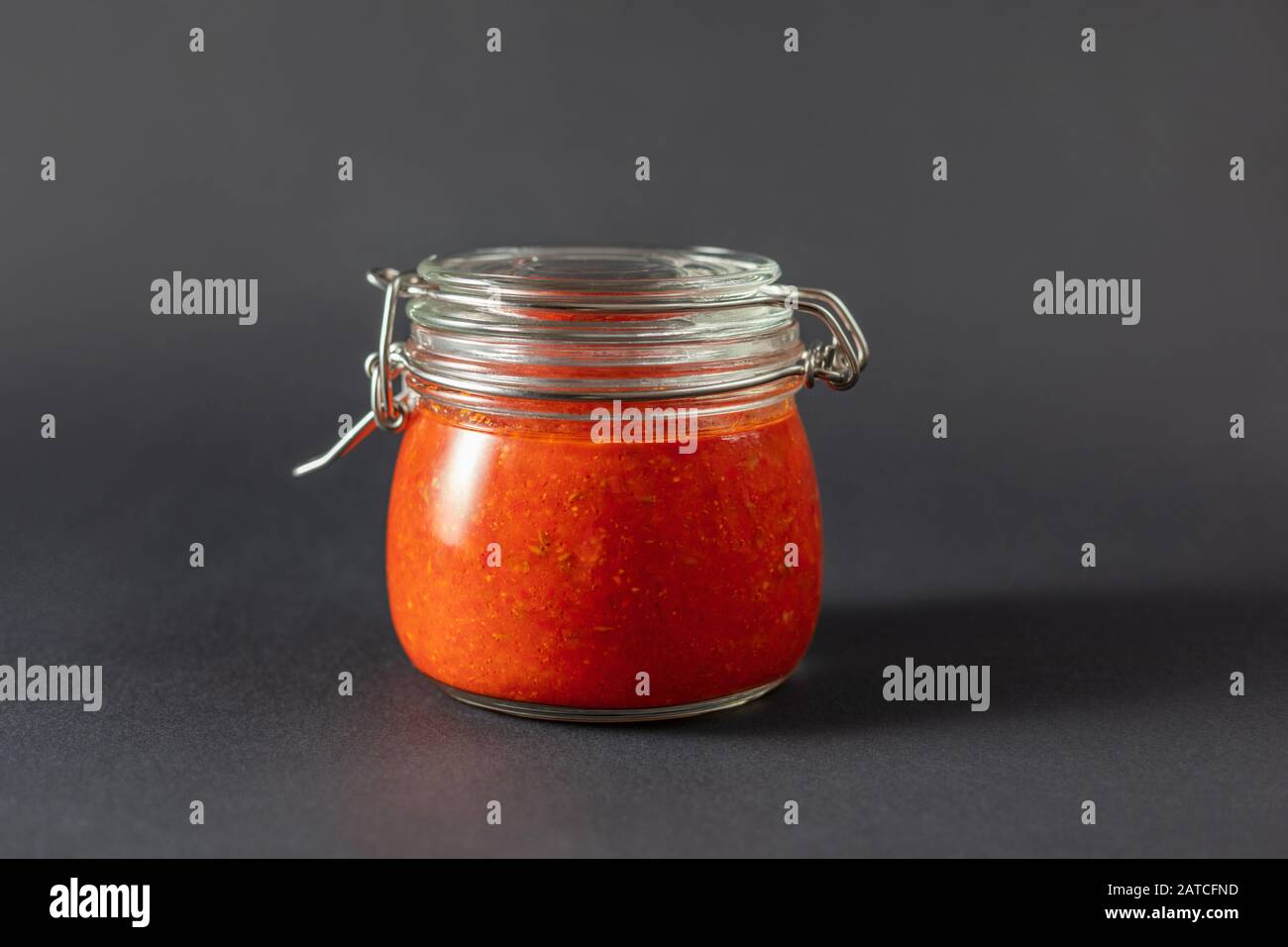 Hot chili pepper sauce paste harissa. Adjika. Traditional Tunisia ...