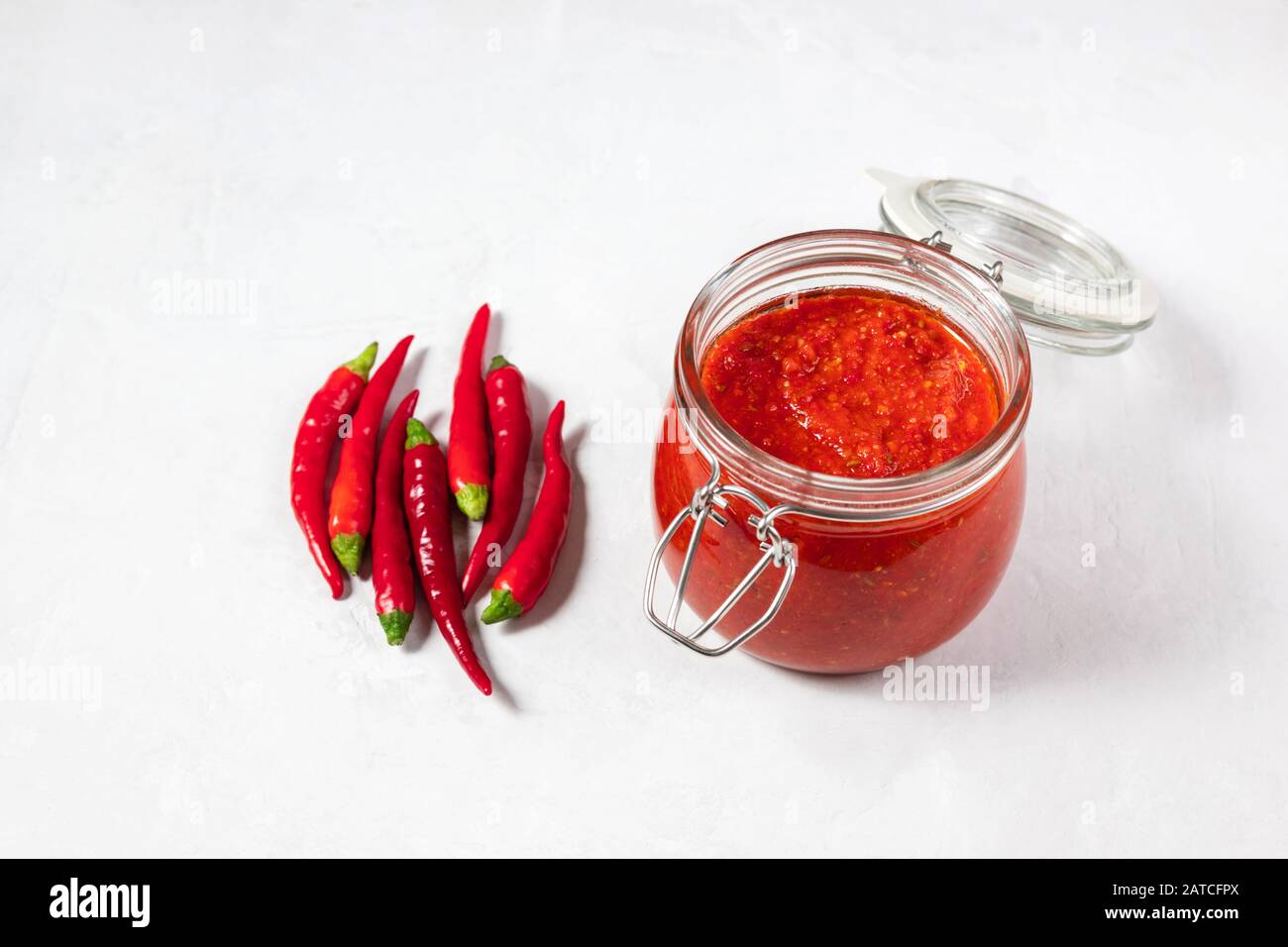 Hot chili pepper sauce paste harissa. Adjika. Traditional Tunisia ...