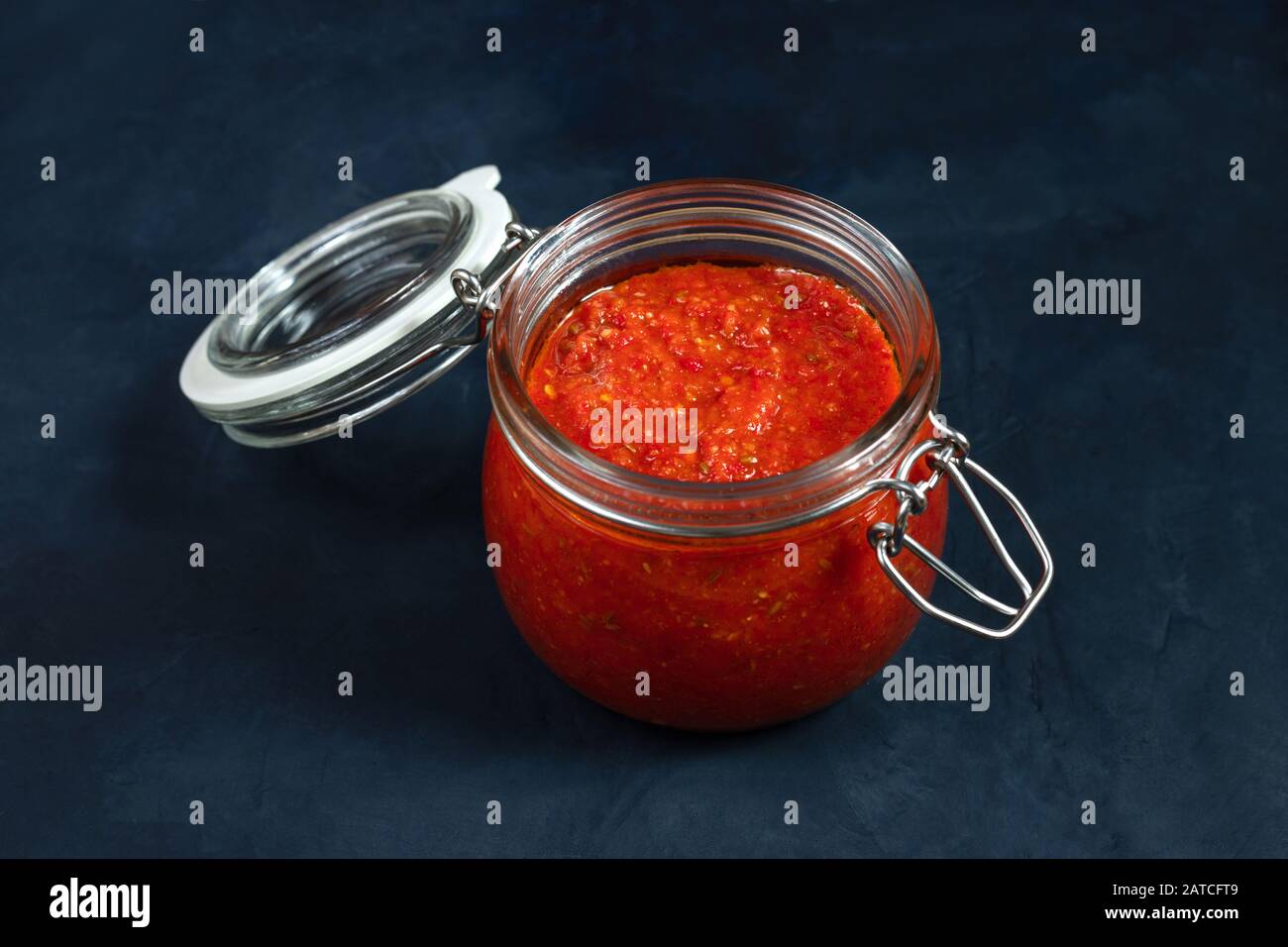 Hot chili pepper sauce paste harissa. Adjika. Traditional Tunisia ...
