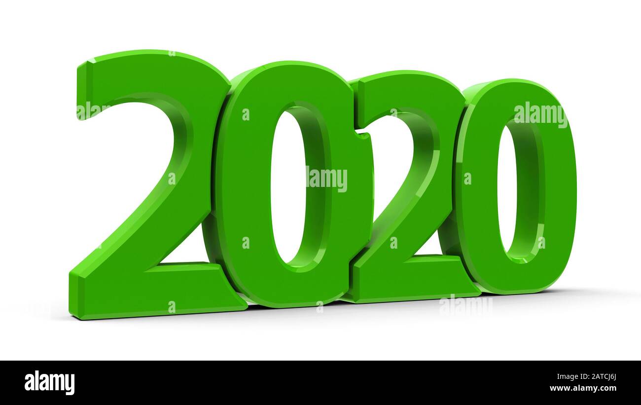 Green 2020 symbol, icon or button isolated on white background ...