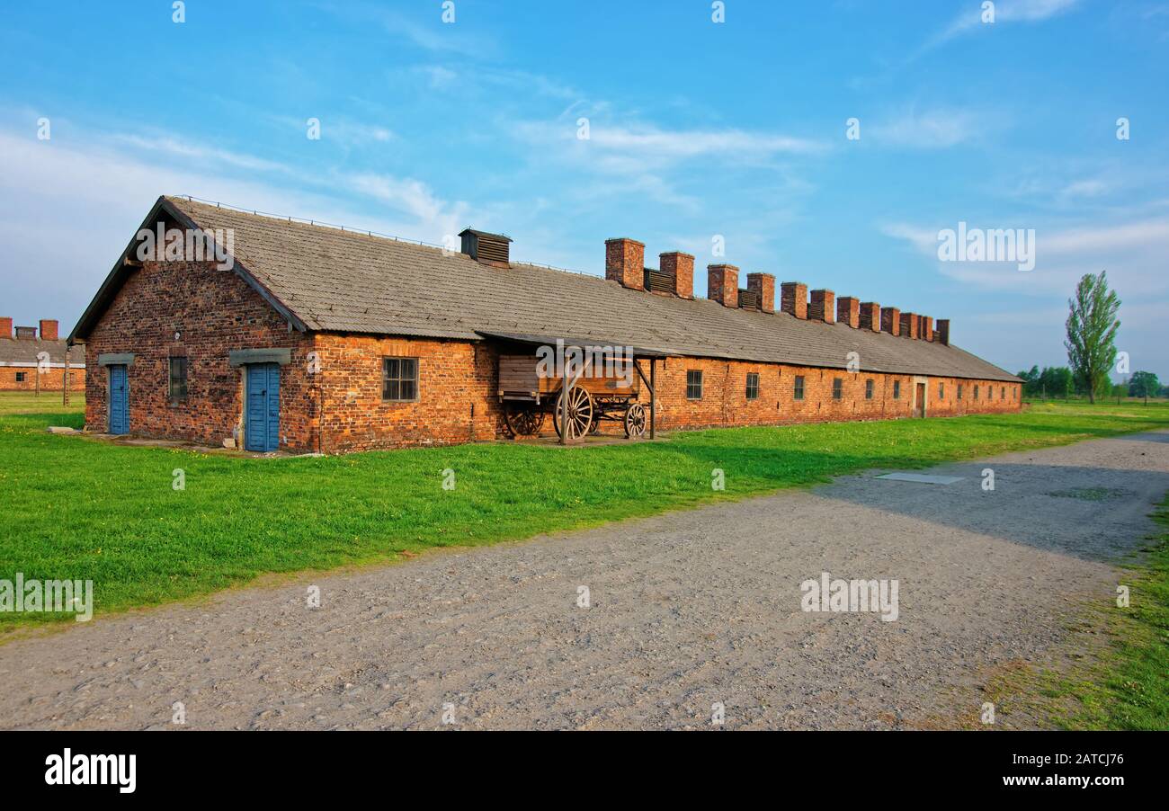 Crematorium building in concentration camp Auschwitz Birkenau Stock ...