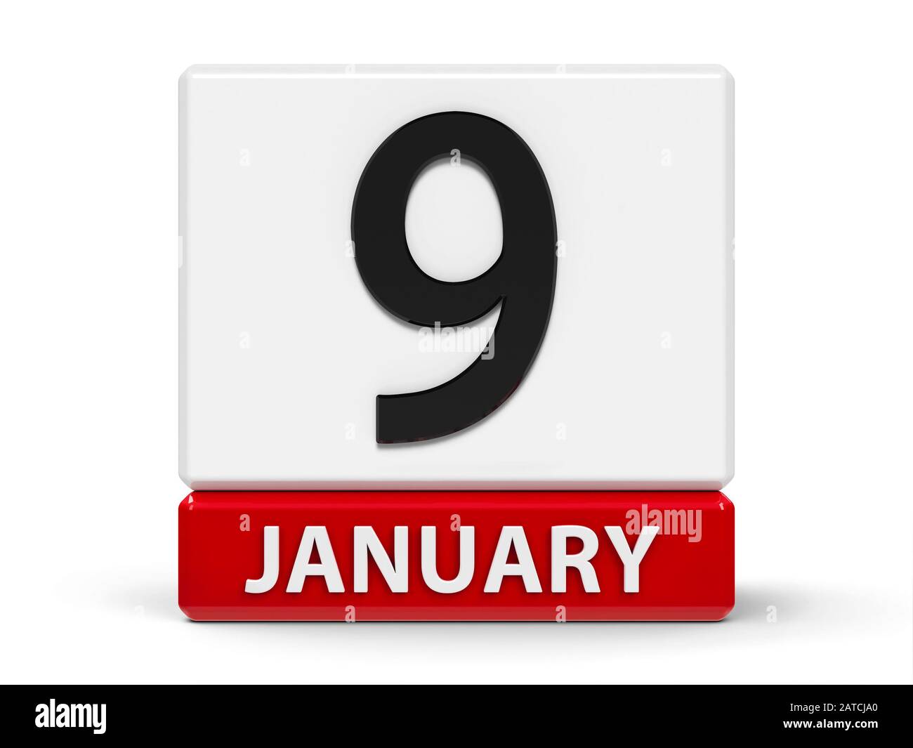 Red and white calendar icon from cubes - The Ninth of January - on a ...