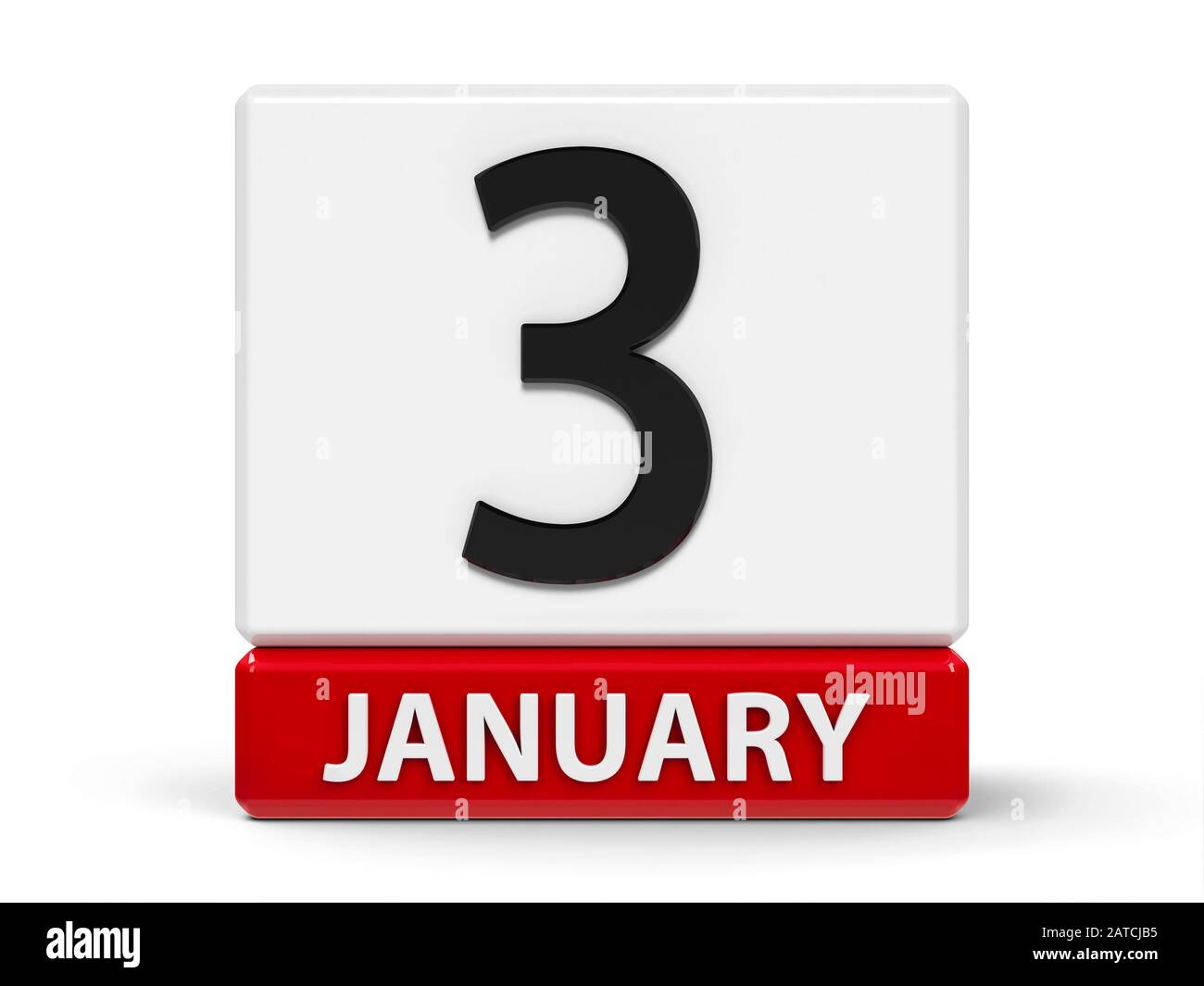 Red and white calendar icon from cubes - The Third of January - on a ...