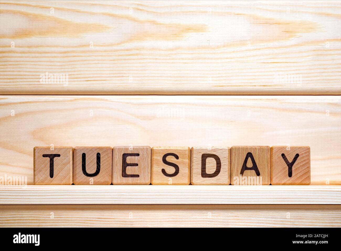 Tuesday, word written with vintage letterpress printing blocks on ...