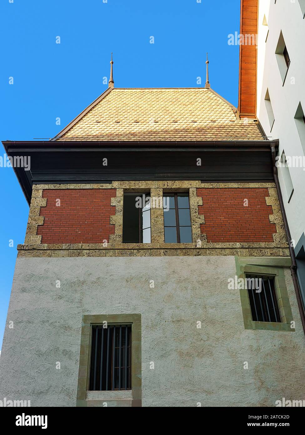 Roof of ancient building in Geneva city center Stock Photo - Alamy