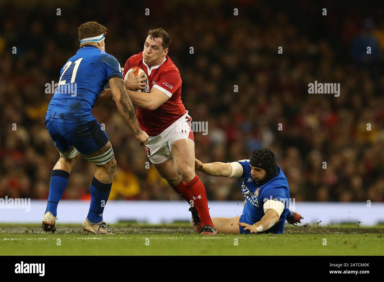 Cardiff, UK. 01st Feb, 2020. Ryan Elias of Wales (c) in action. Wales v ...