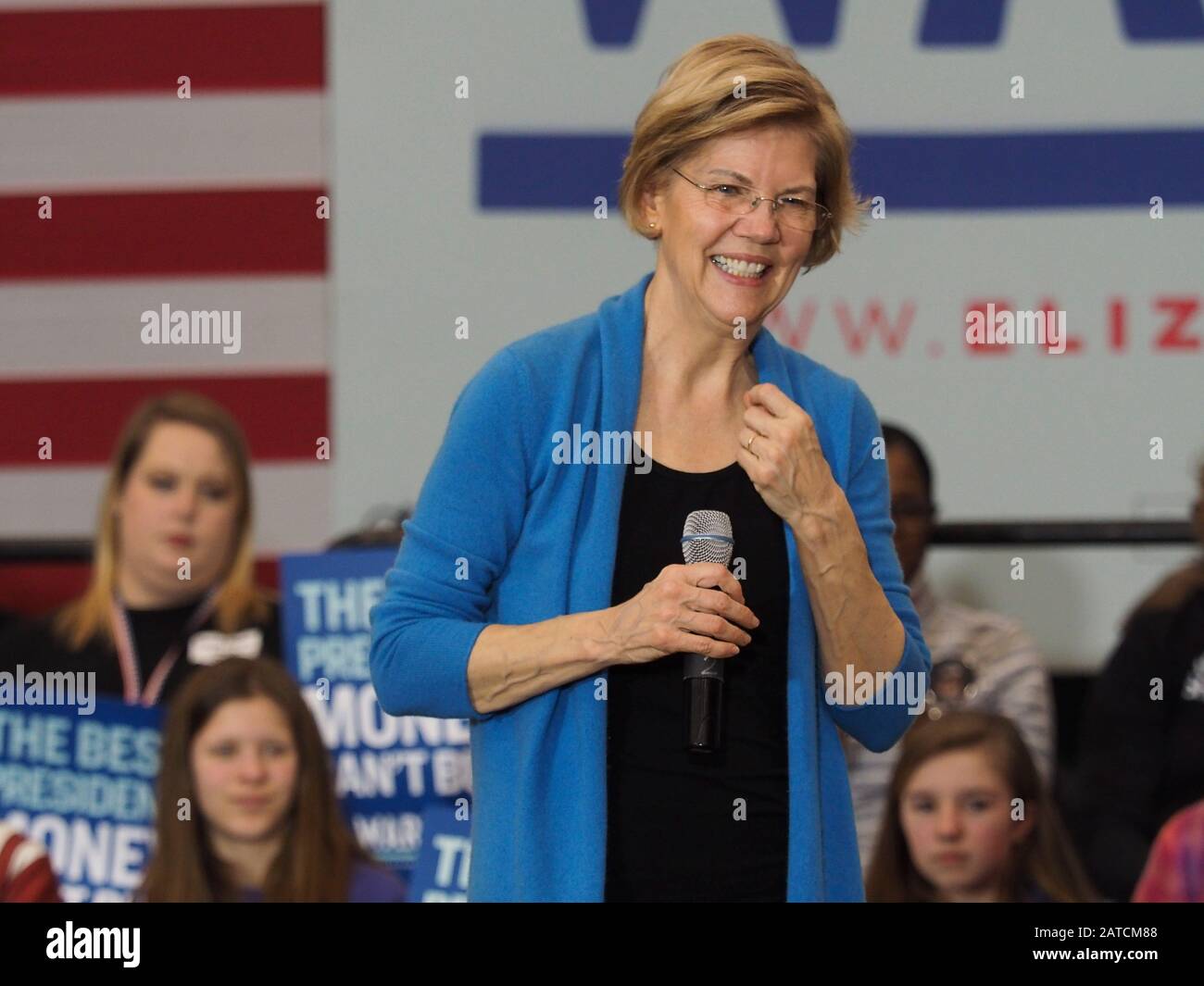 Iowa City, Iowa, USA. 1st Feb, 2020. Senator Elizabeth Warren addresses ...