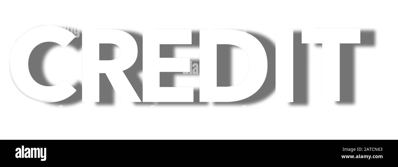 The word CREDIT in all capital letters in white is seen on a white ...