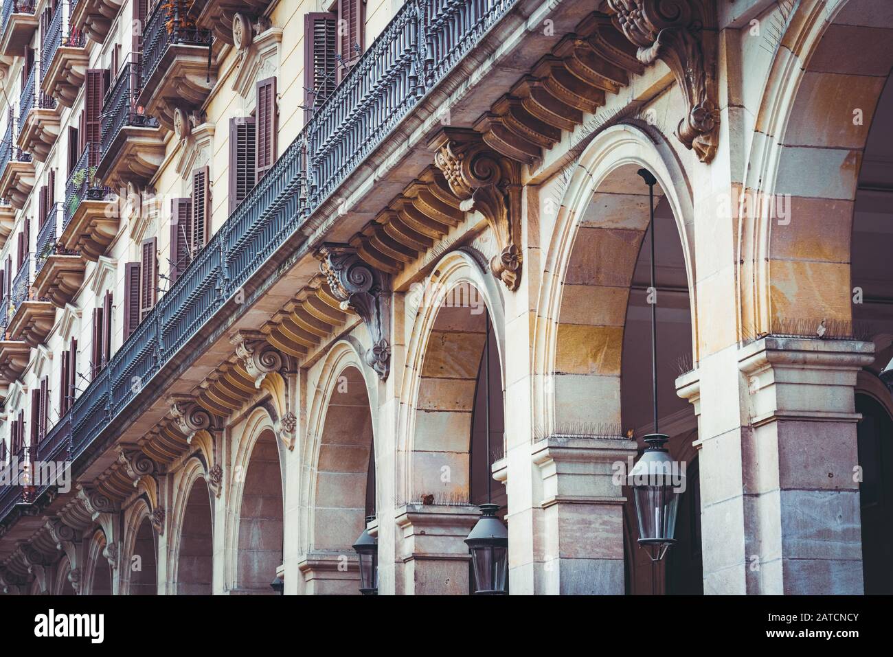Exterior view of the arcades of a residential building Stock Photo - Alamy