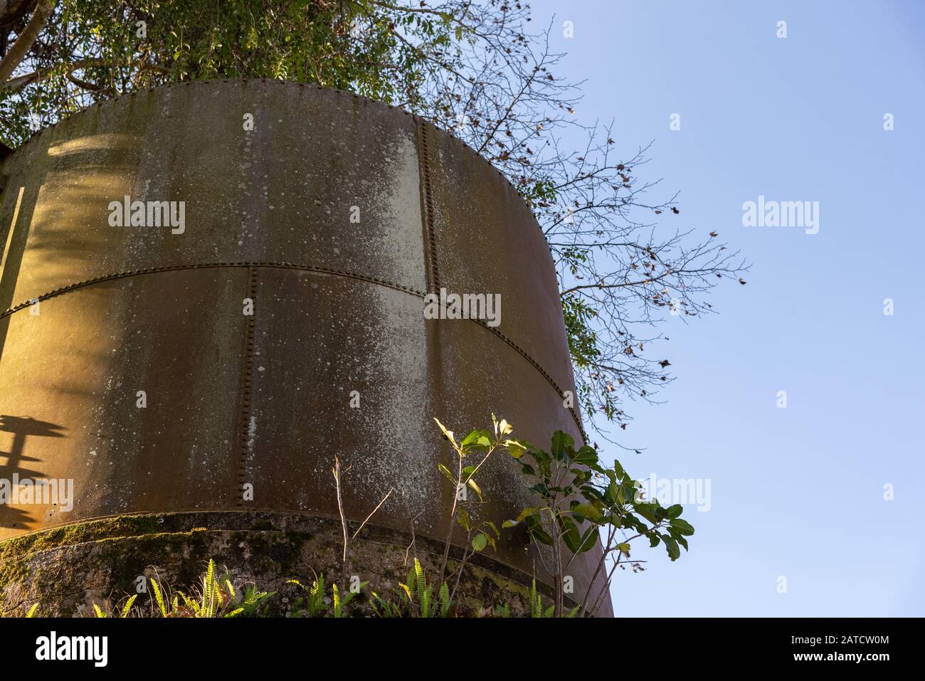 An old water tank used as a support structure to supply the old coal ...