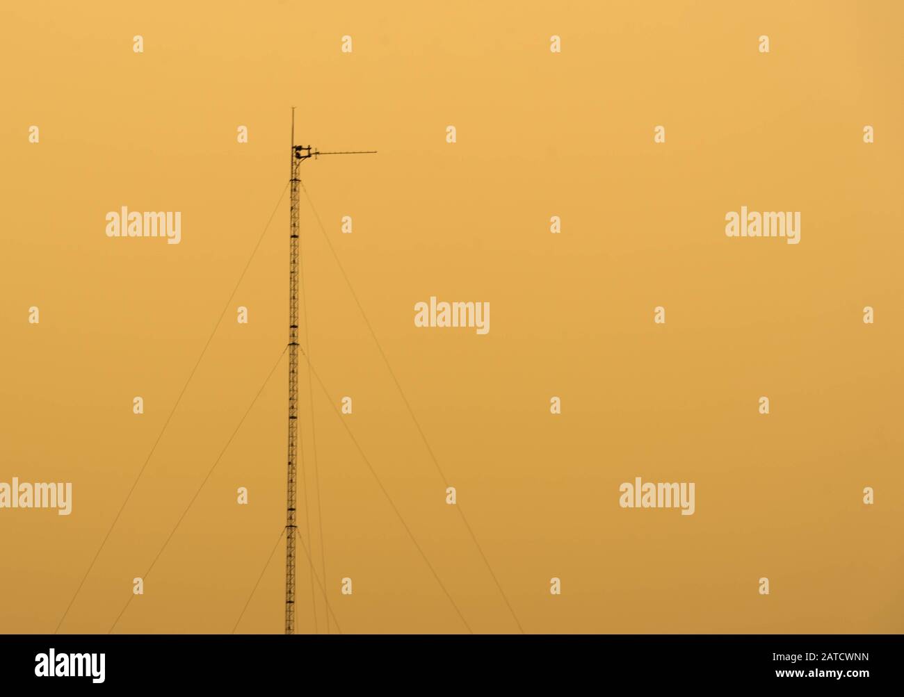 A frequency modulated radio wave transmission tower fm. Communications ...
